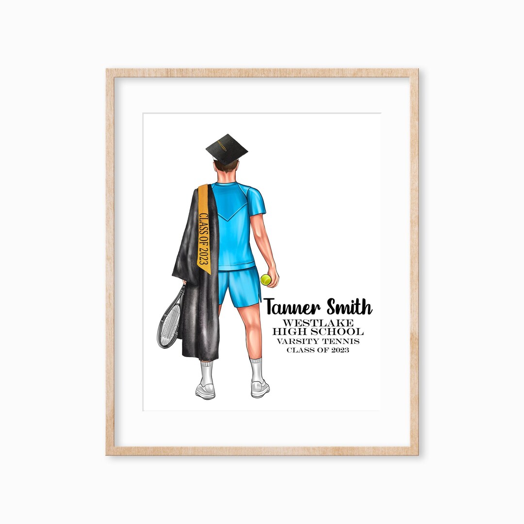 Personalized Tennis Player Graduation Portrait: High School Gift ...