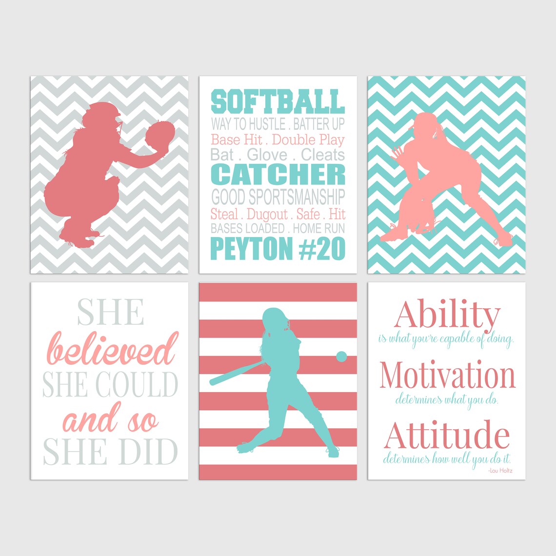Personalized Softball Prints Softball Wall Decor for Girls - Etsy