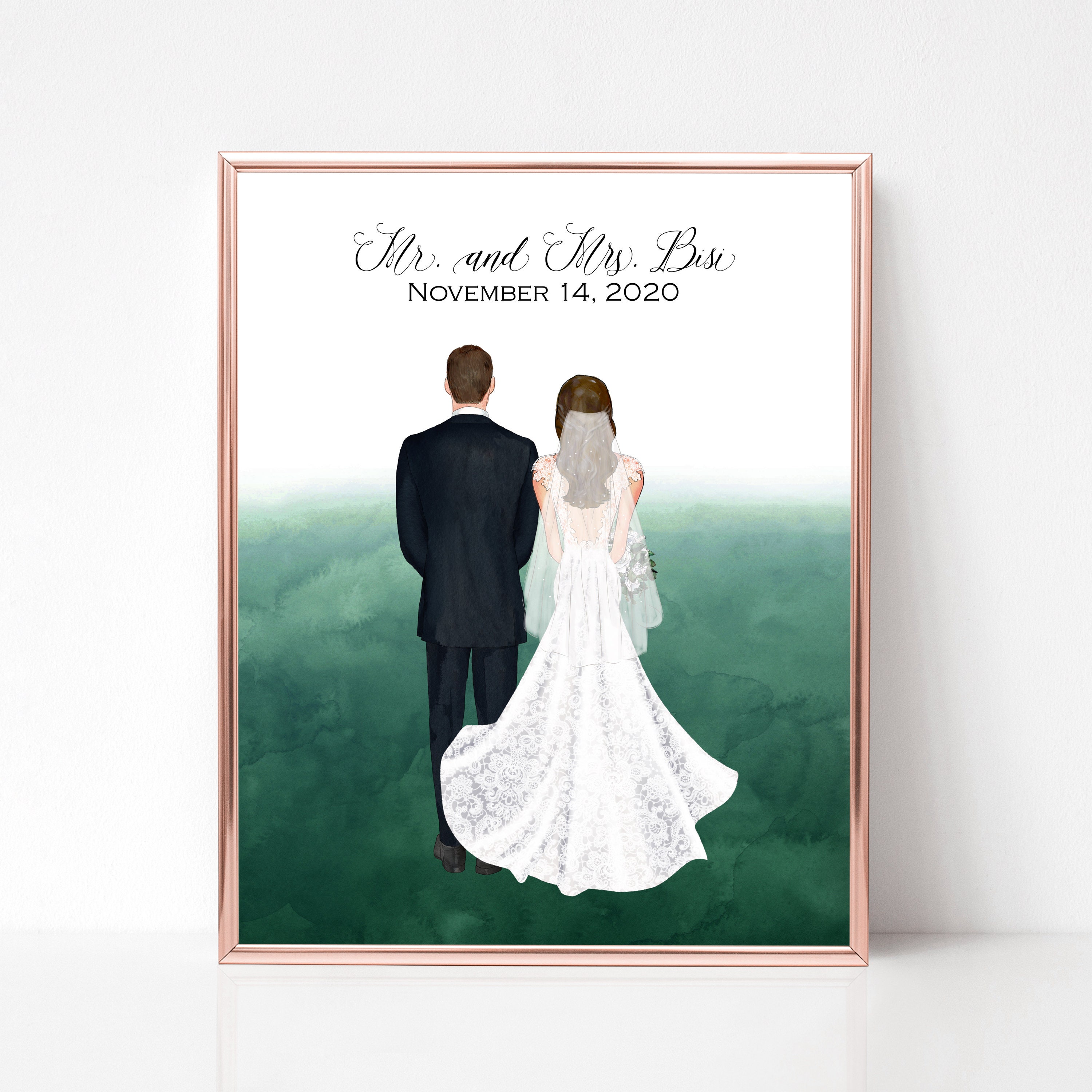 Personalized Bride and Groom Print Bride and Groom | Etsy