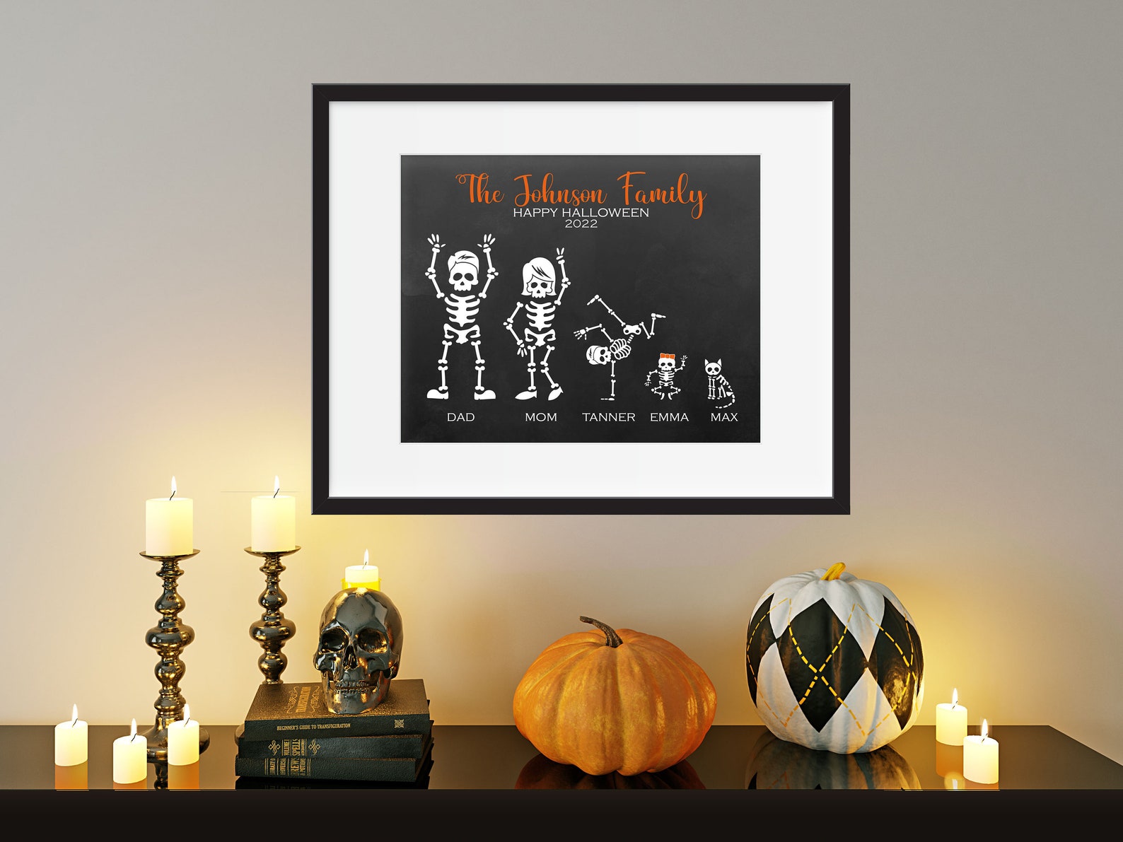 Skeleton Family Print, Halloween Family Portrait, Gift for Halloween ...