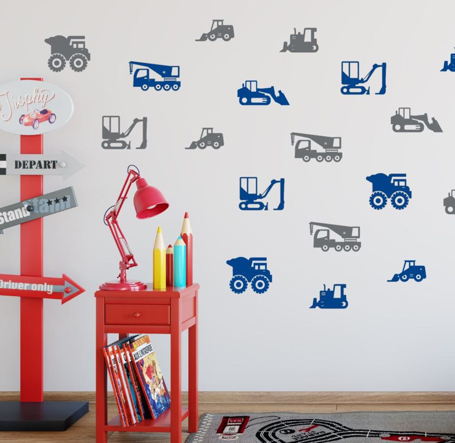 Construction Wall Decals Construction Vehicles Wall Decal - Etsy