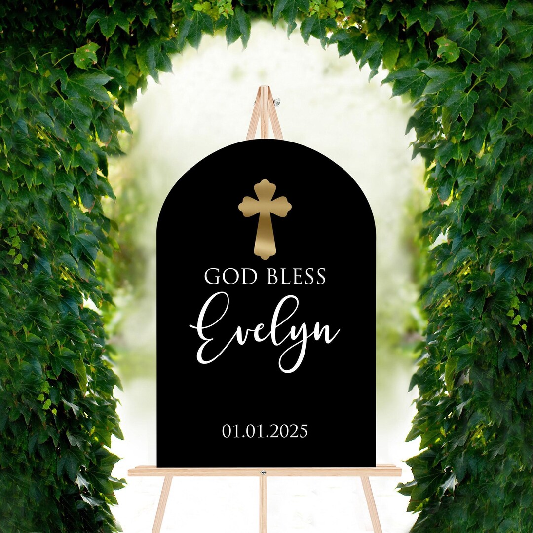 Personalized God Bless Decal With Name, Cross, Baptism Party Arch ...