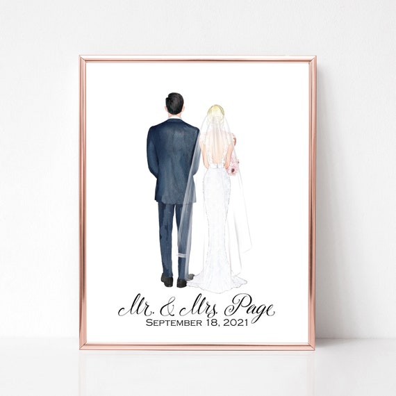 Personalized Bride and Groom Print Bride and Groom Portrait - Etsy