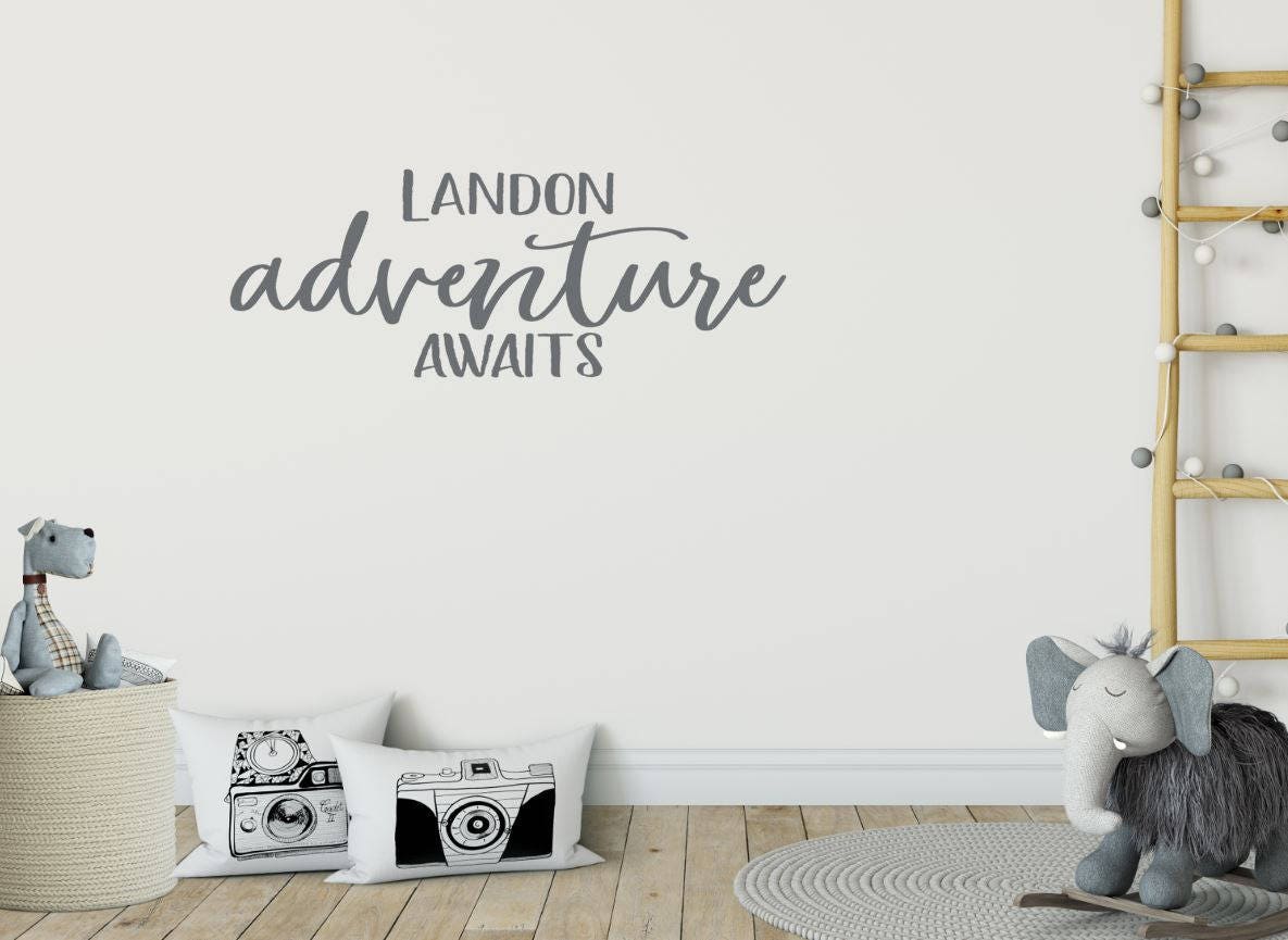 Personalized Adventure Awaits Decal Nursery Wall Decal | Etsy