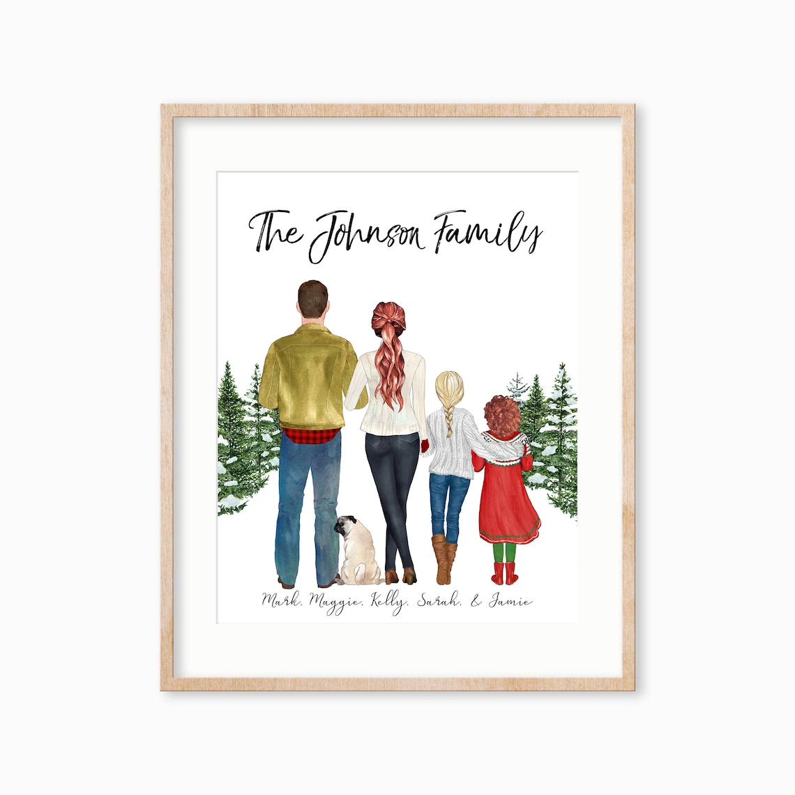 Personalized Family Portrait Print Family Portrait With Pets - Etsy