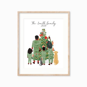 Personalized Christmas Family Portrait, Custom Holiday Gift, Christmas ...