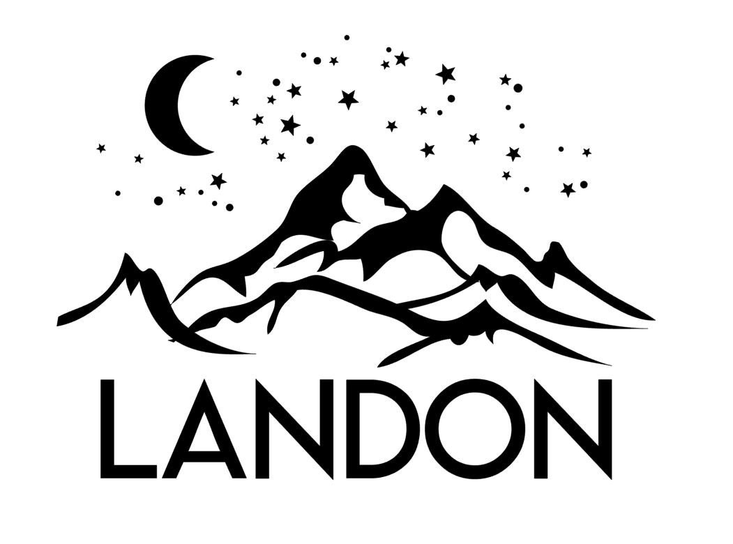 Personalized Mountain Wall Decal With Name Moon and Stars | Etsy