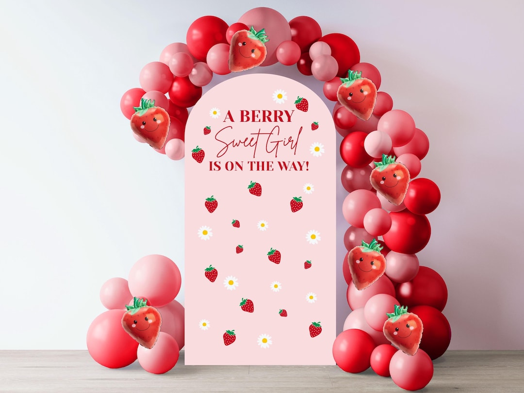 A Berry Sweet Girl is on the Way Baby Shower Balloon Arch Decal, Baby ...
