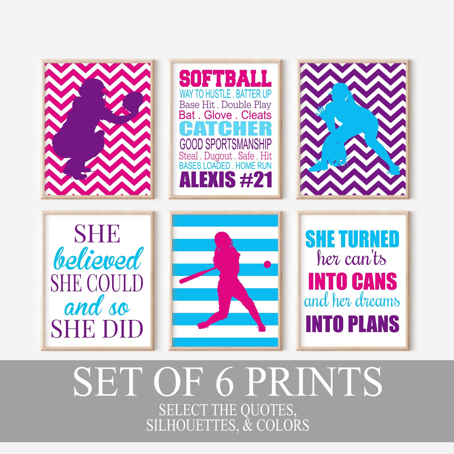 Personalized Softball Prints Softball Wall Decor for Girls - Etsy