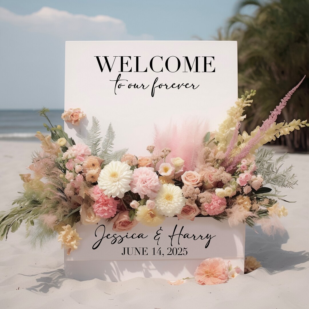 Wedding Flower Box Decal, Welcome to Our Forever Event Decal - Etsy