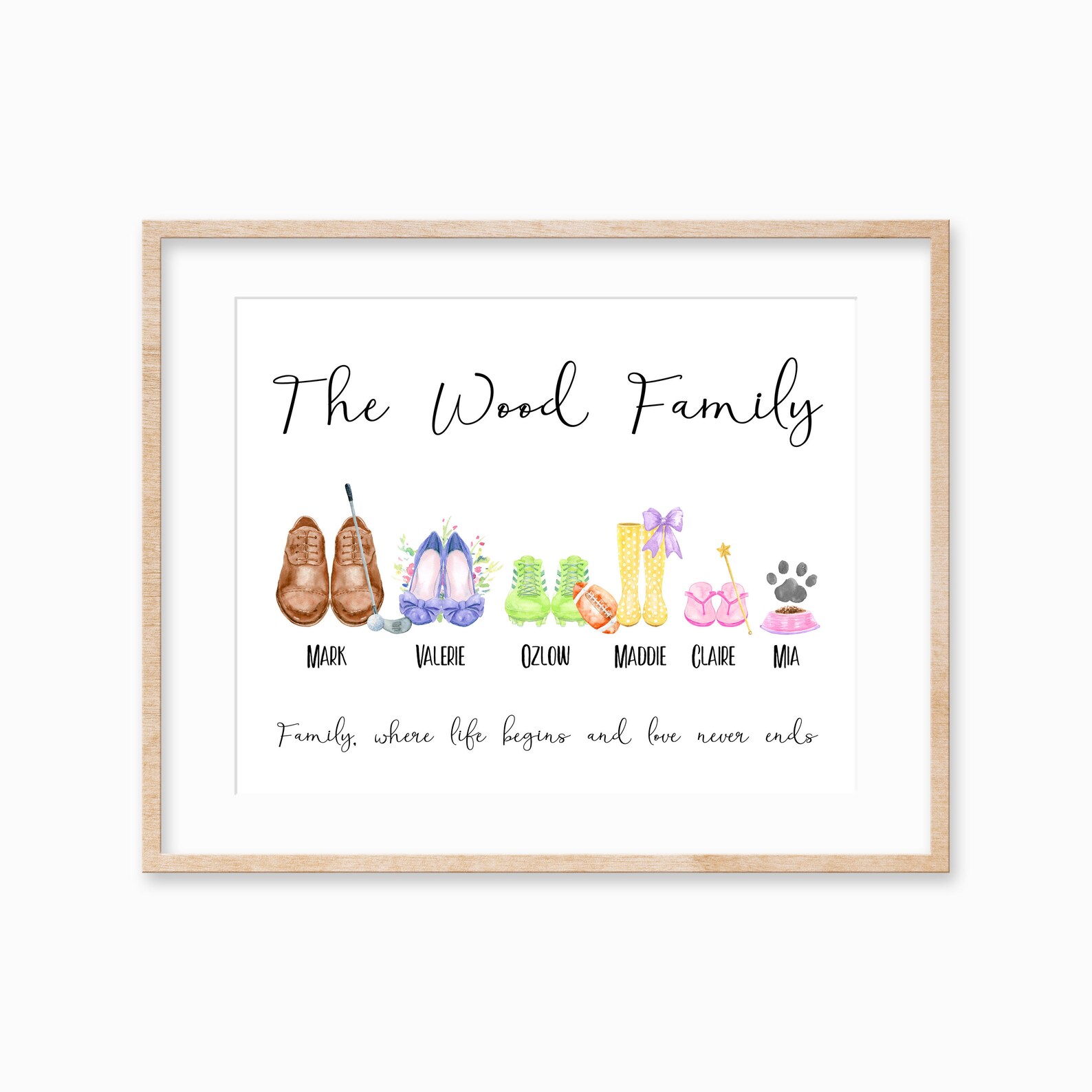 Personalized Shoe Family Print, Family Gift for Mom, Custom Family Shoe ...