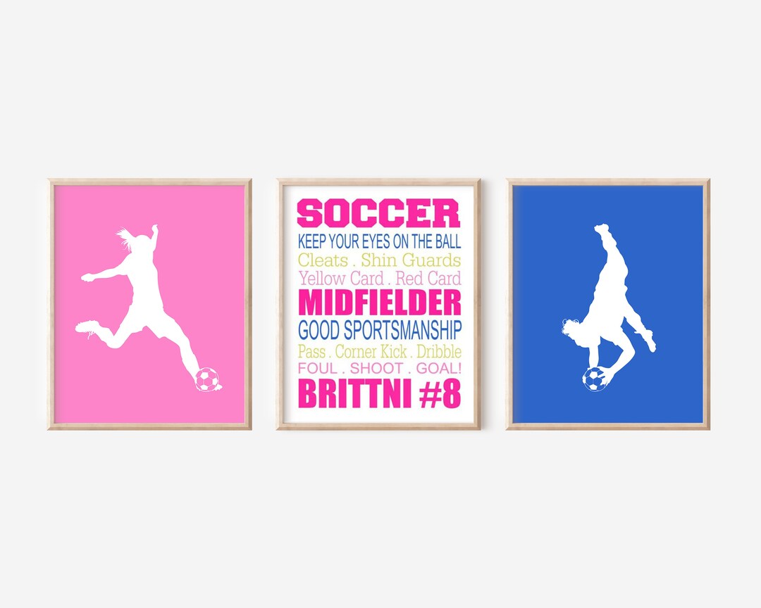 Girls Soccer Wall Art, Girls Soccer Decor, Personalized Soccer Prints ...