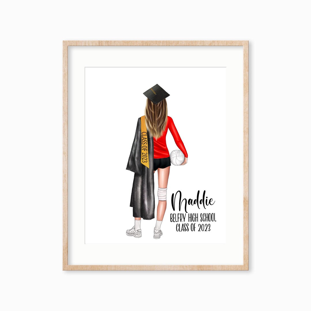 Personalized Volleyball Player Graduation Print, Custom Portrait - Etsy