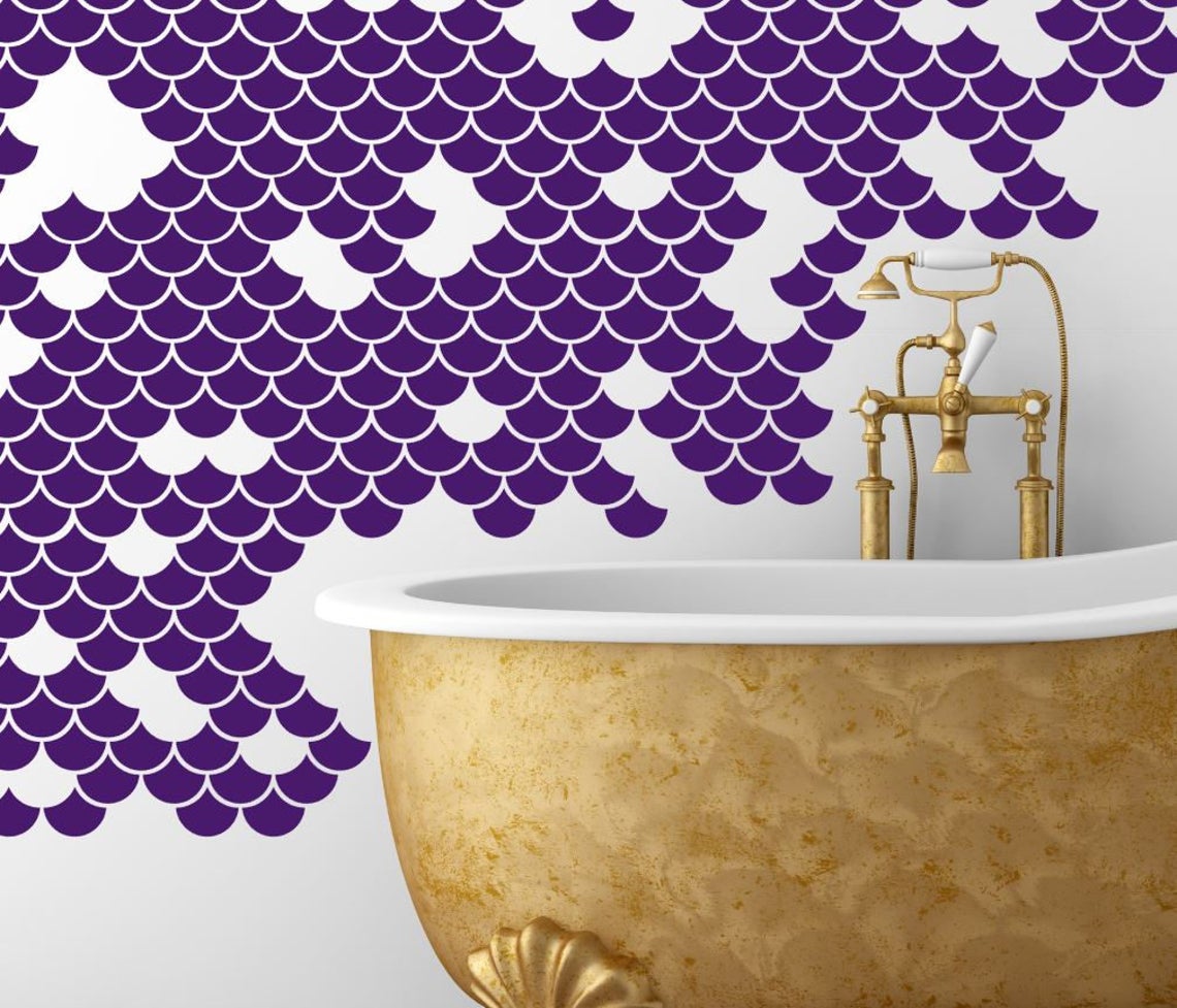 Mermaid Scale Stickers Mermaid Wall Decal Mermaid Bathroom - Etsy