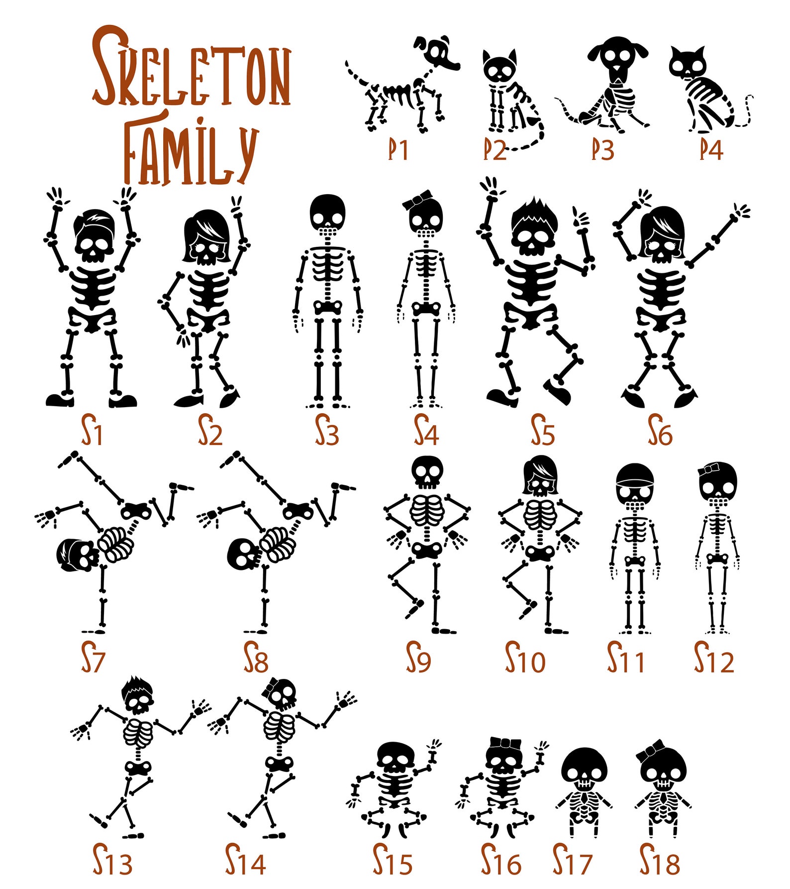 Skeleton Family Print Halloween Family Portrait Gift for - Etsy