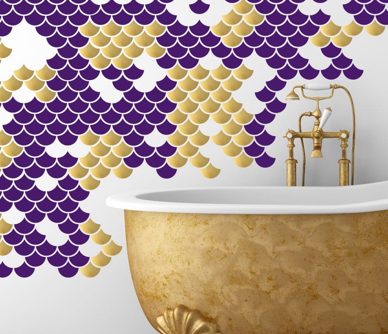 Mermaid Scale Stickers Mermaid Wall Decal Mermaid Bathroom - Etsy