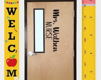 Classroom Welcome Decal, Classroom Door Decal, Teacher Name Decal Door ...
