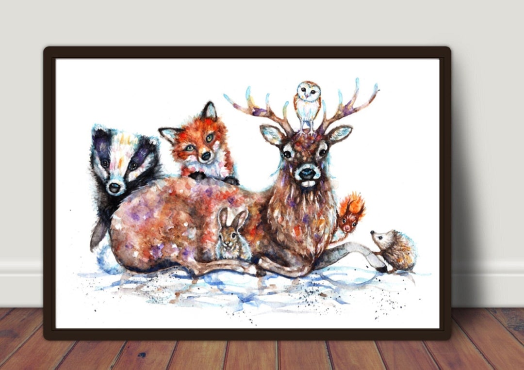 Woodland Animals , Prints, Artcards, Picture,wildlife Artwork,poster ...