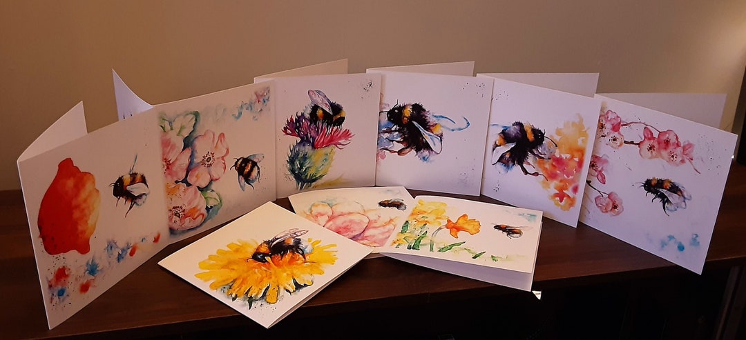 Bees Cards ,nine Bee Art Watercolour Cards - Etsy UK