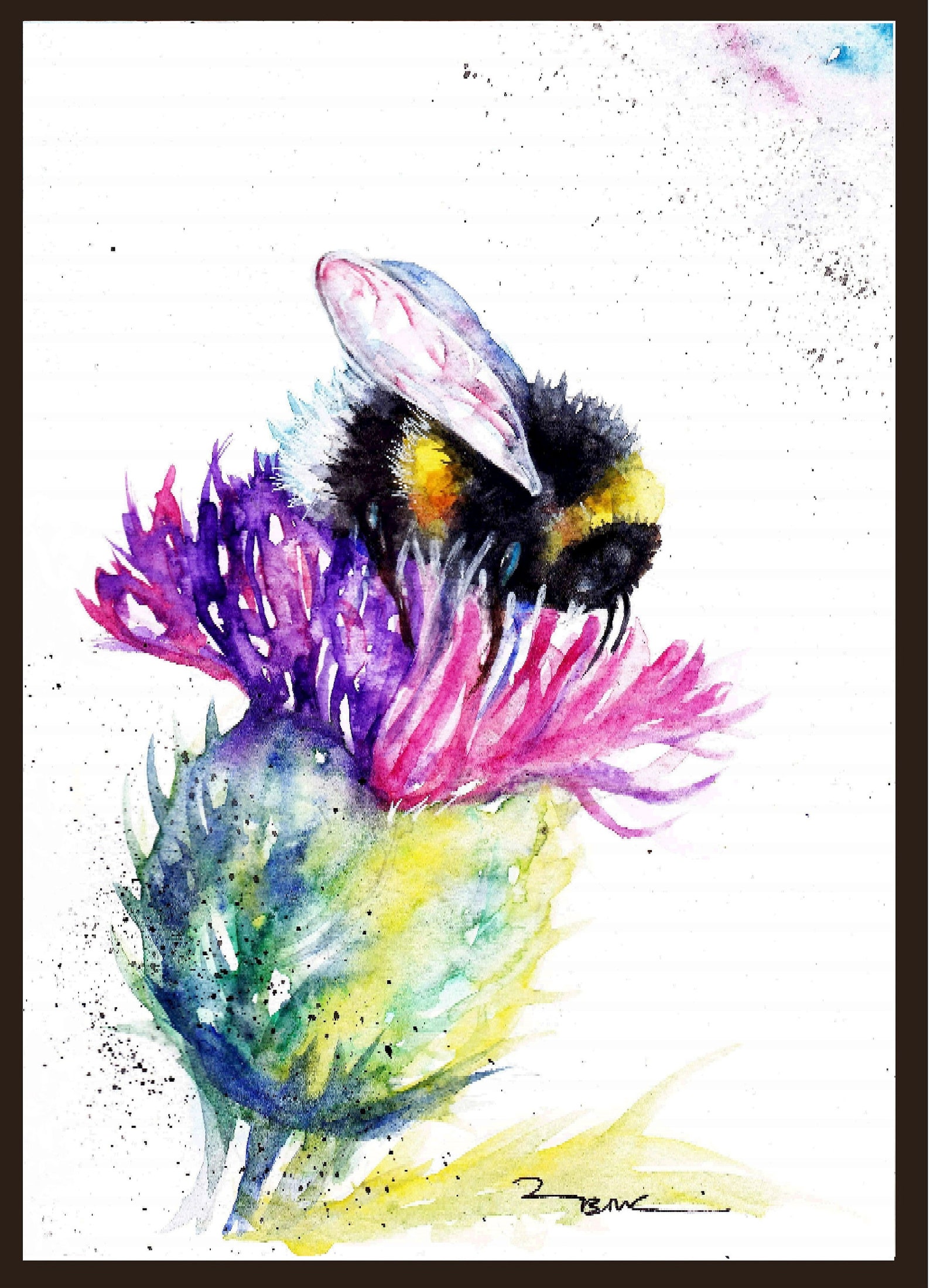 Bee Watercolour Print - Etsy UK