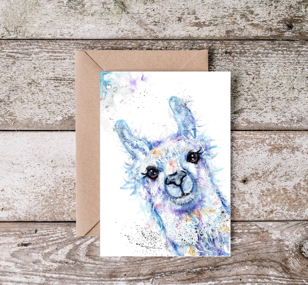 Llama Greetings Card. Celebration Card.blank Art Card. Wildlife Card ...