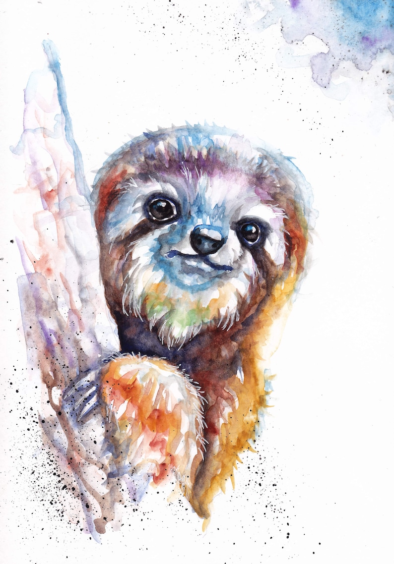Cute Sloth sloth Wall Art Sloth Art Wildlife Artwork - Etsy