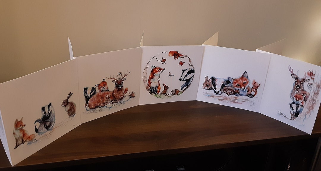Wildlife Card Set Woodland Animal Greetings Cards Notelets. - Etsy