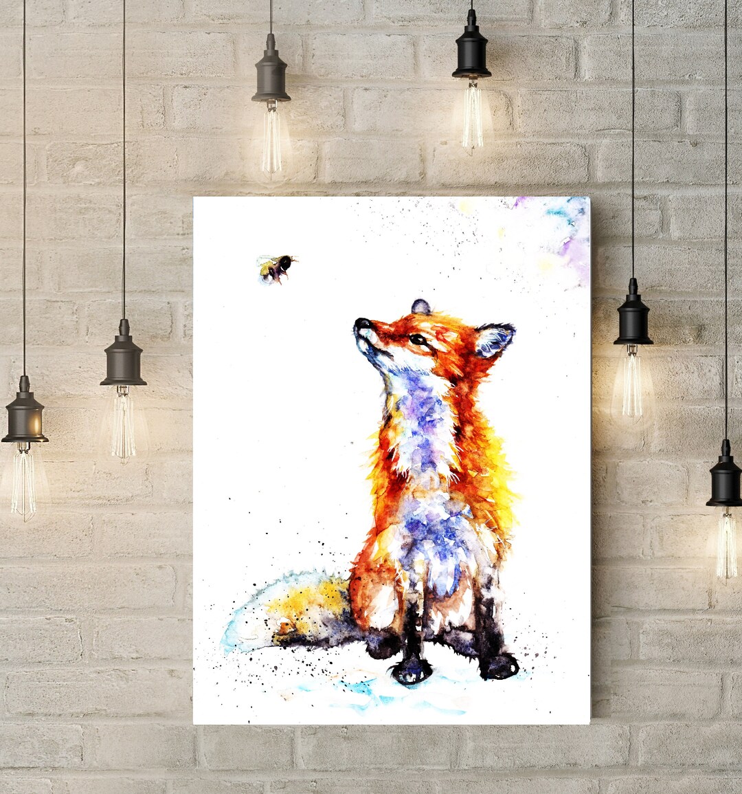 Fox and Bee Wall Art Box Canvas - Etsy