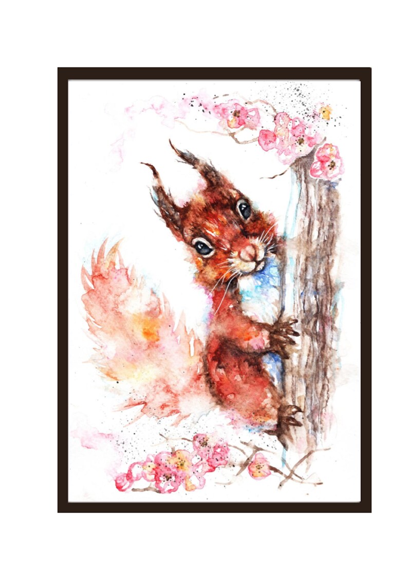 Red Squirrel Art Print Squirrel Wall Art Cute Squirrel - Etsy