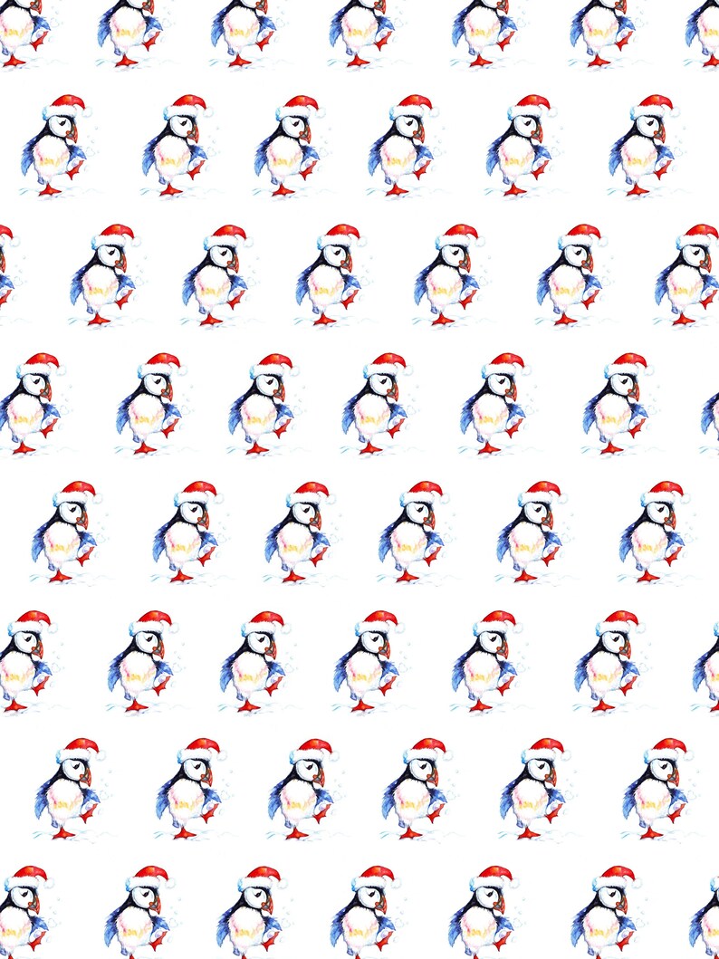 Christmas Puffins Wrapping Paper - Etsy UK