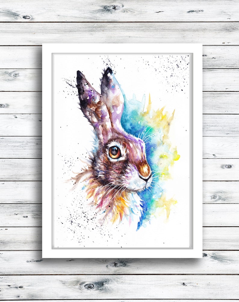 Hare watercolor Print Hare Wall Art Hare Gifts Hare artwork | Etsy