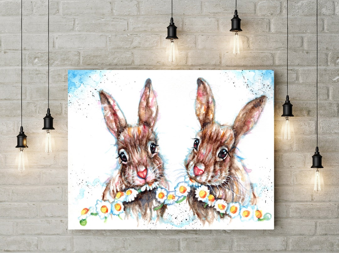Rabbits Box Canvas,watercolour Floral Canvas - Etsy
