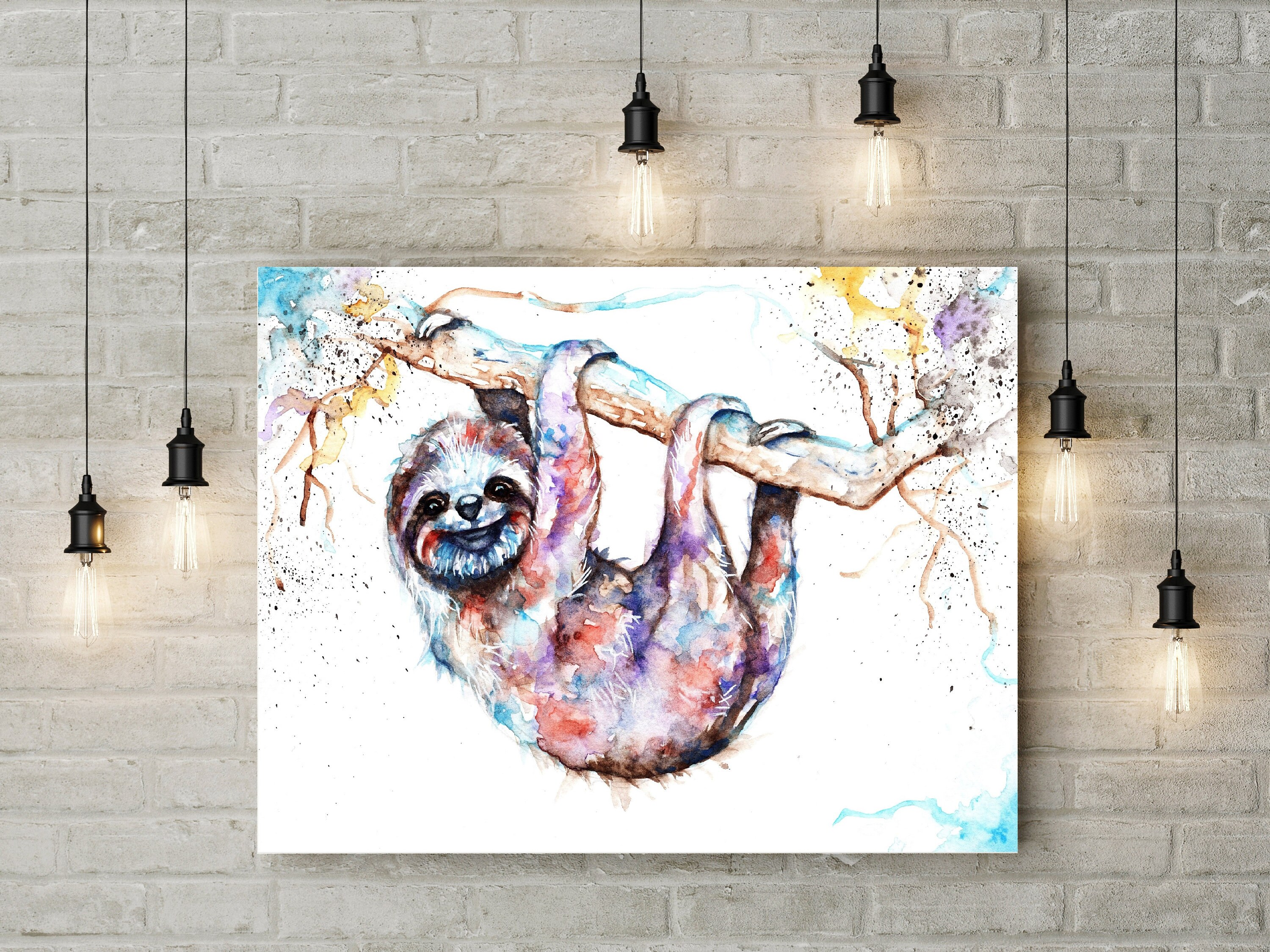 Sloth Canvas Watercolour Art Canvas Print Canvas Wall | Etsy UK