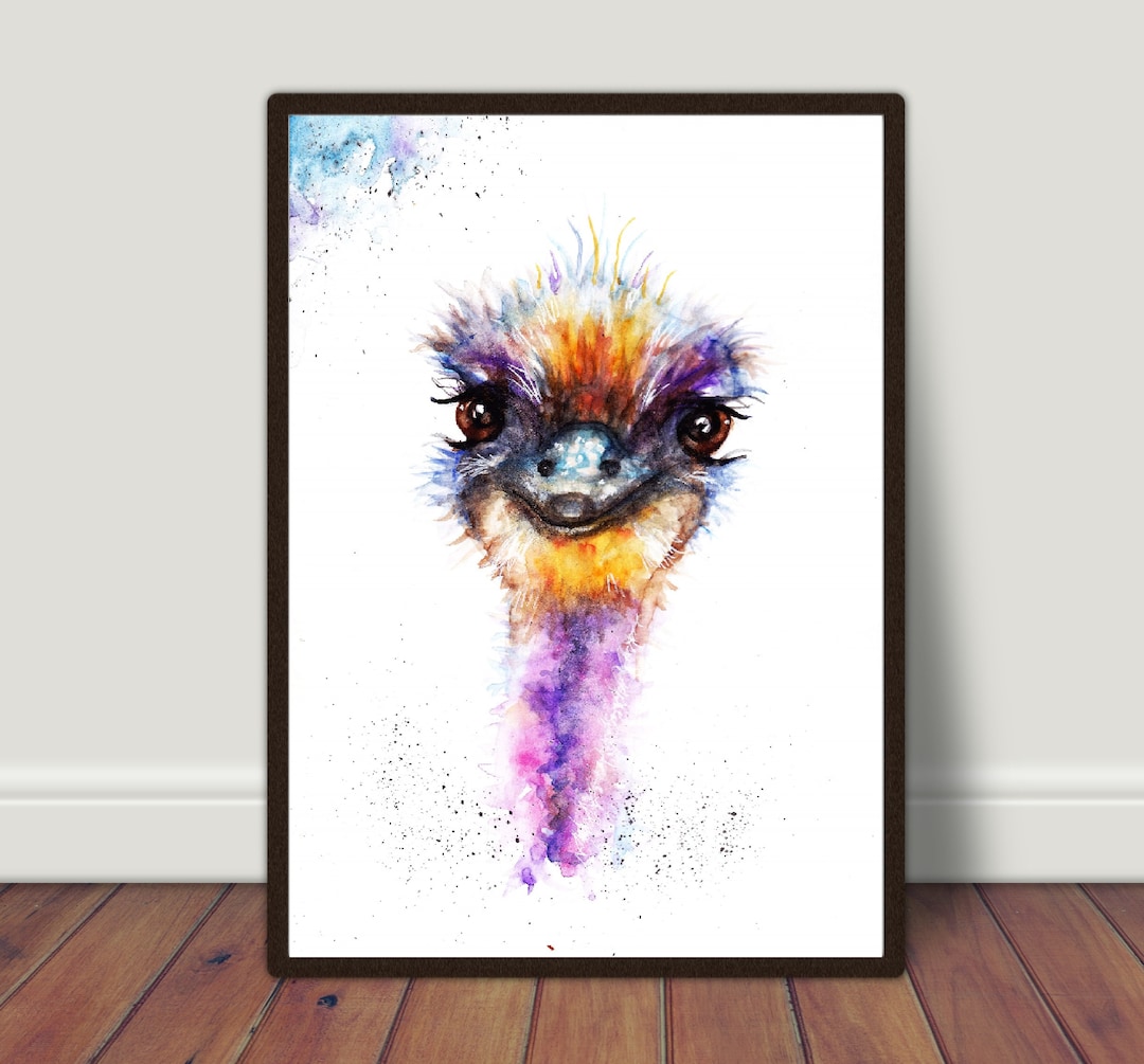 Emu Print , Bird Wall Art , Emu Painting ,bird Home Decor , Original ...