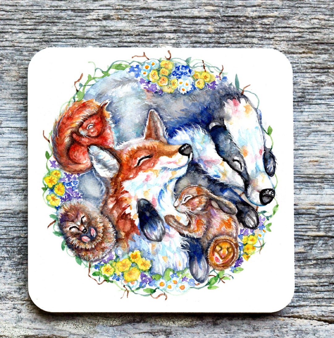 Woodland Animal Coasters Drinks Coaster Coffee Break - Etsy