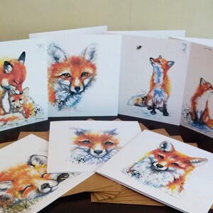 Pack of 9 Notelet Cards, Fox Art, - Etsy