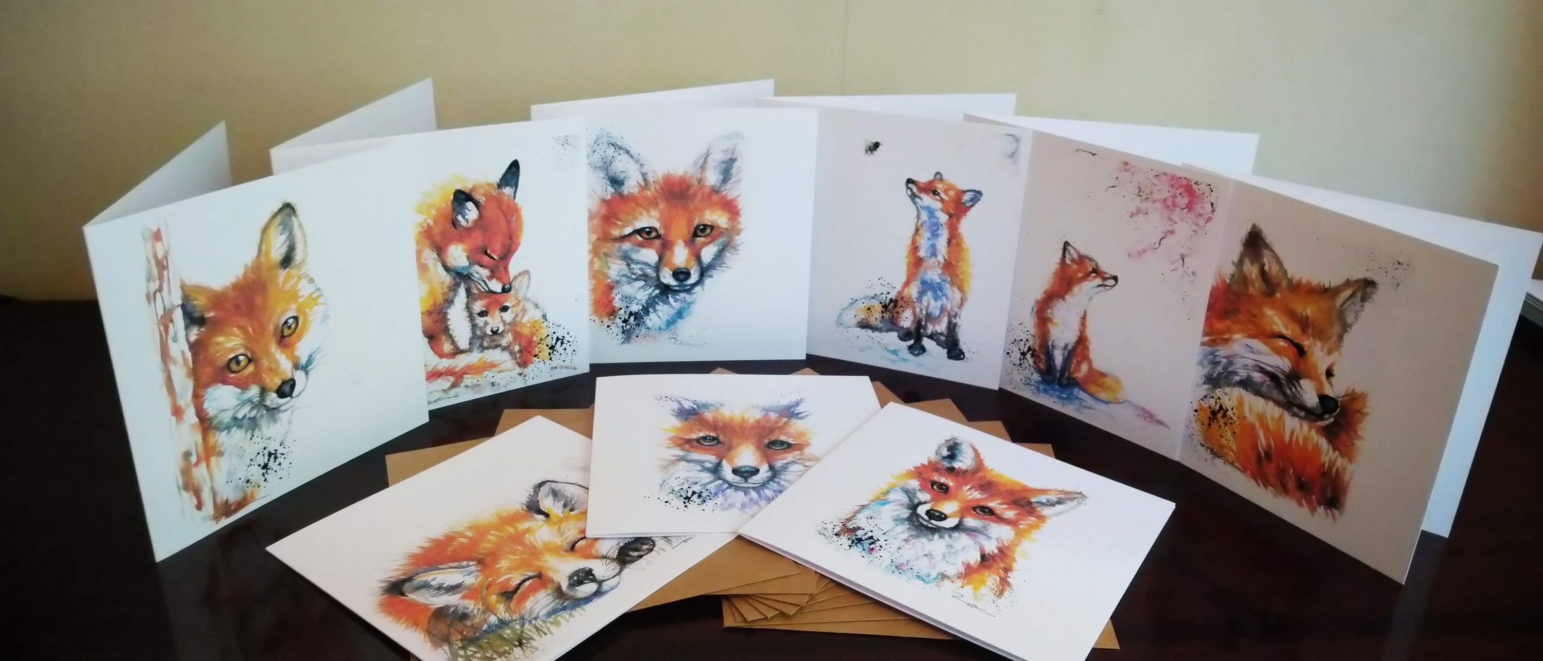 Pack of 9 Notelet Cards Fox Art Watercolour Art Prints | Etsy
