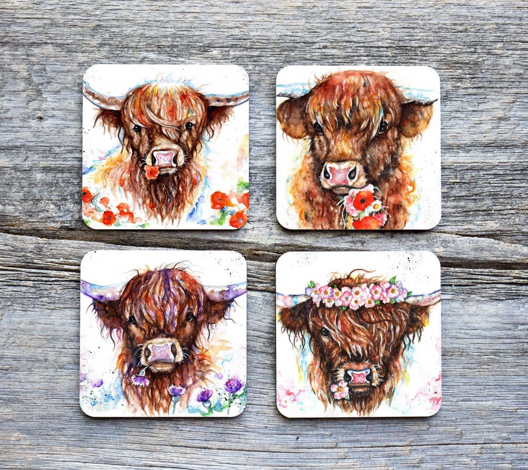 Highland Cow Coaster, Wildlife Drinkware, Gift. - Etsy