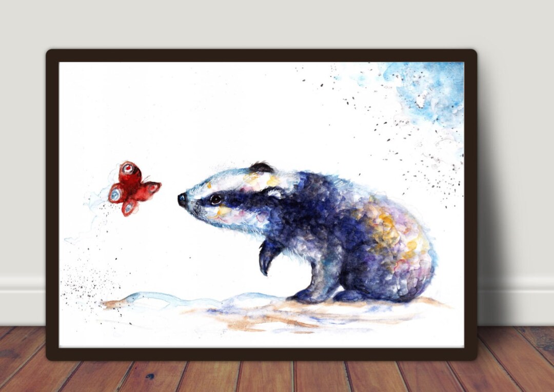 Badger Watercolour Wall Art Print Badger Watercolor Picture - Etsy