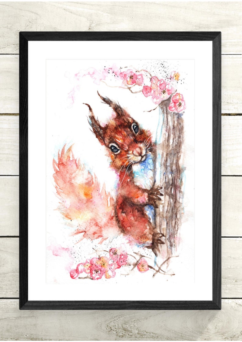 Red Squirrel Art Print Squirrel Wall Art Cute Squirrel - Etsy