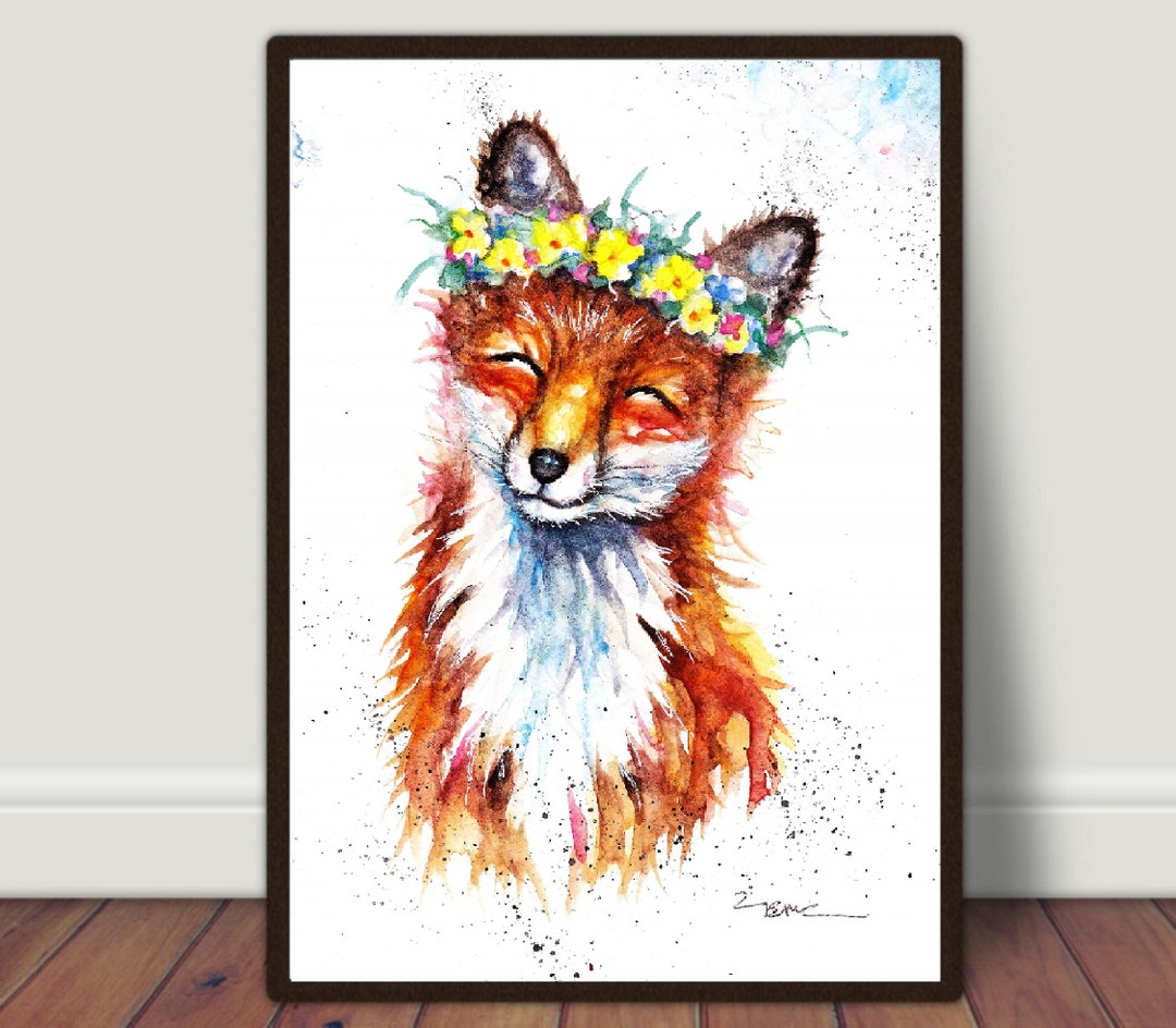 Fuchs Aquarell Kunstdruck - Etsy.de