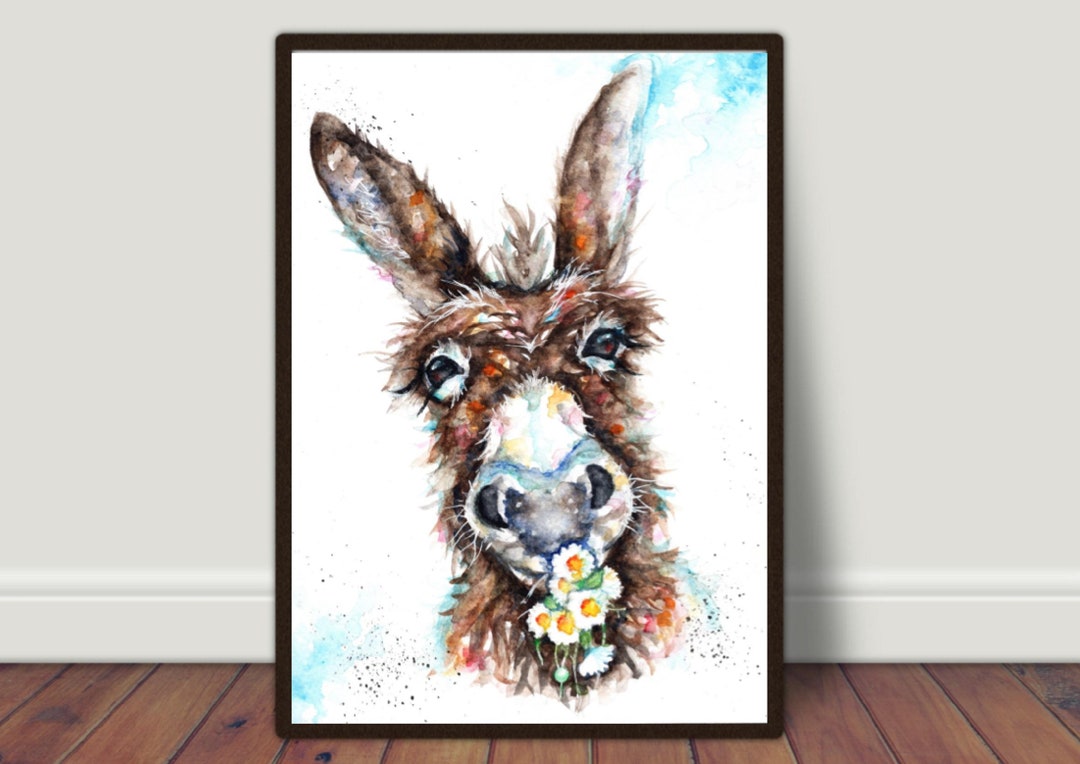 Donkey Watercolour Art Print - Etsy