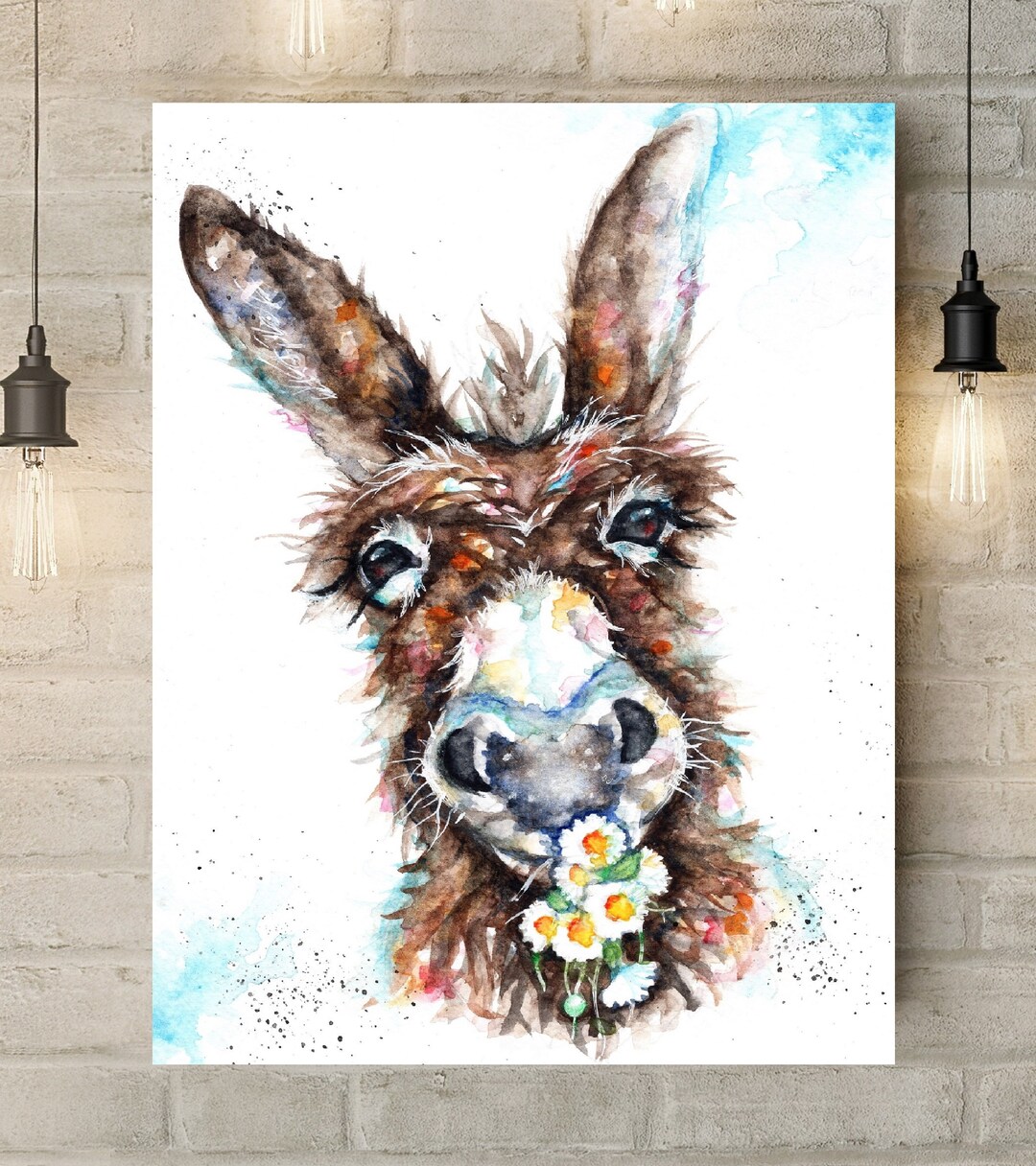 Daisy the Donkey Watercolour Box Canvas Wall Art - Etsy