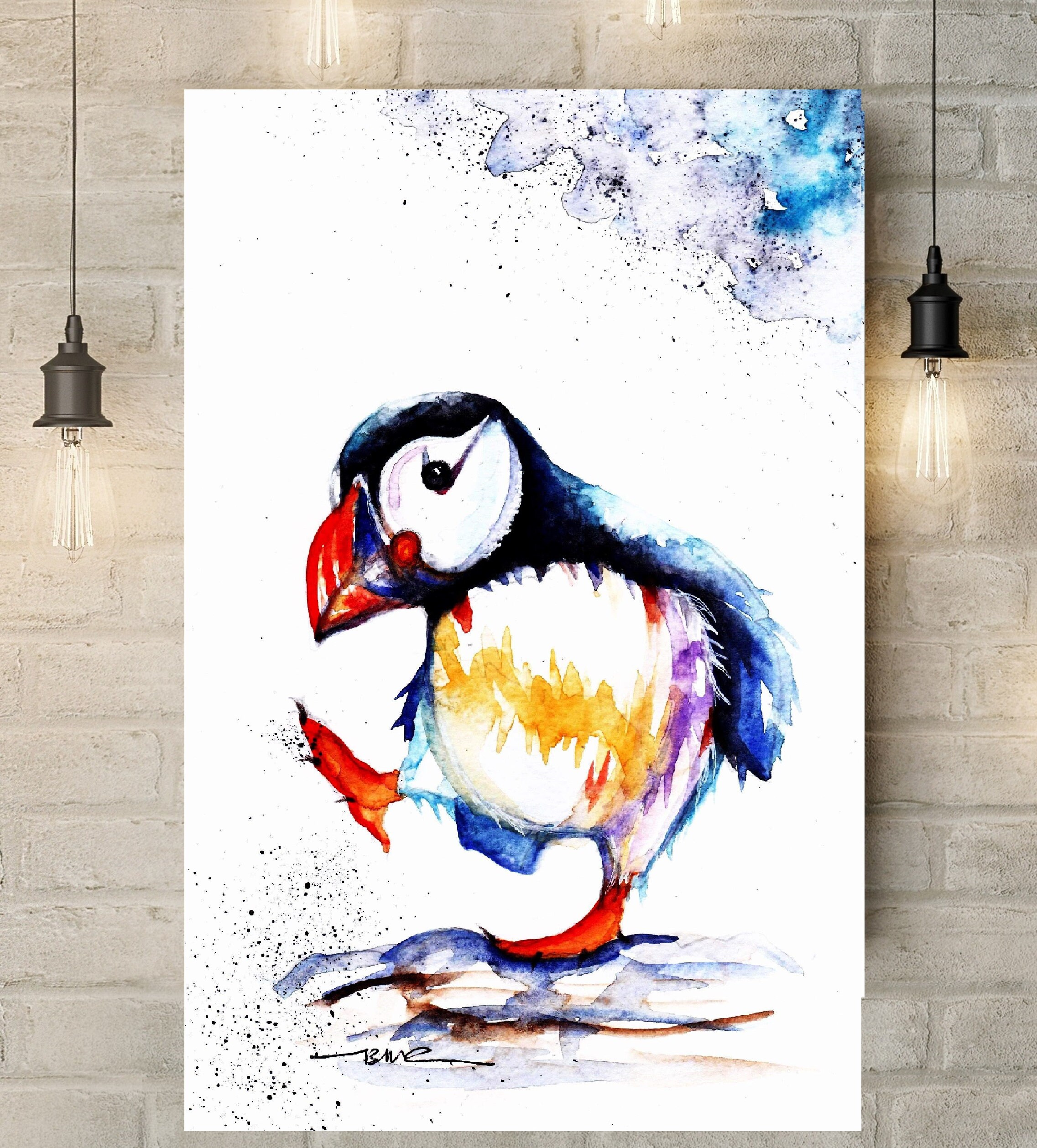 Puffin Box Canvas, Kicking Puffin Art. - Etsy