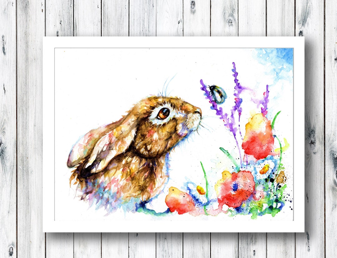 Hare Watercolor Print, Hare Wall Art, Hare Gifts, Hare Artwork Wildlife ...