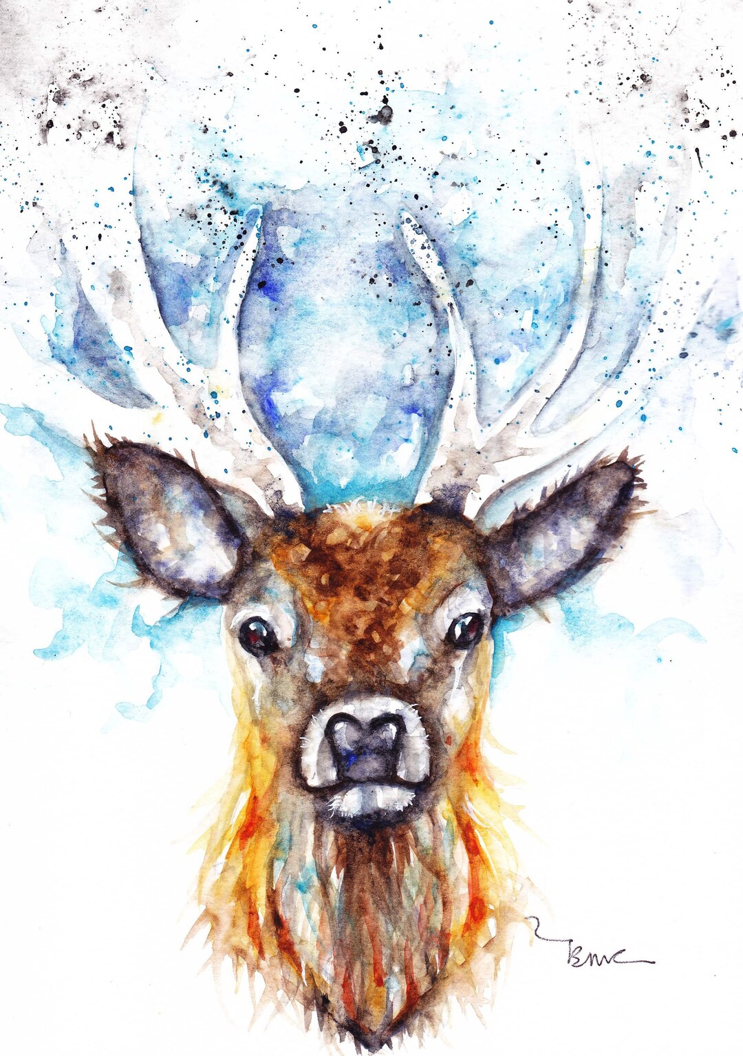 Stag Wall Art Stag Home Decor Wildlife Painting Print - Etsy