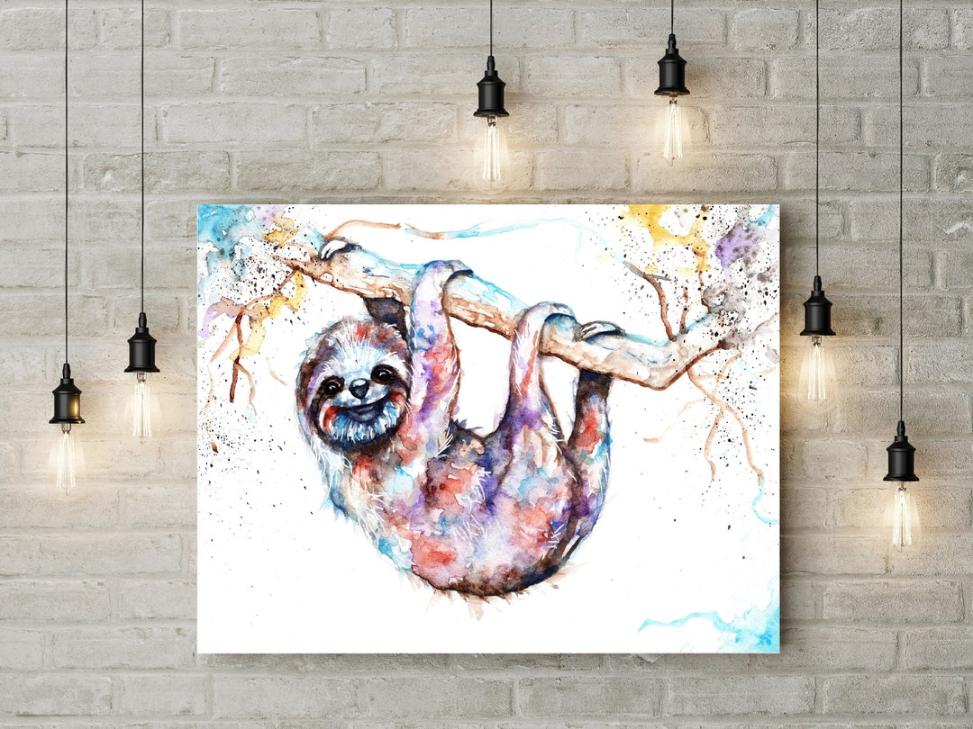 Sloth, Canvas, Watercolour Art, Canvas Print, Canvas Wall Art,wall Art ...