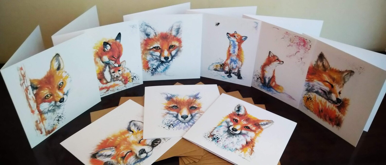 Pack of 9 Notelet Cards Fox Art Watercolour Art Prints - Etsy