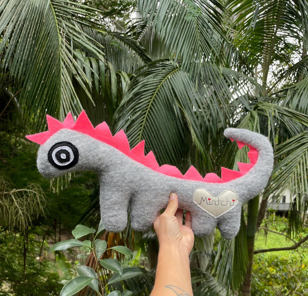 Dinosoaur, Pink Grey Dinosaur, Dinosaur Softie, Plush Dinosaur ...