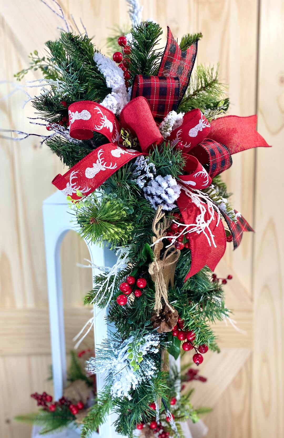 Christmas Lantern Swag lantern NOT Included, Winter Swag, Evergreen ...